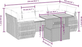 7dílná zahradní sedací souprava s poduškami béžová polyratan 3272095