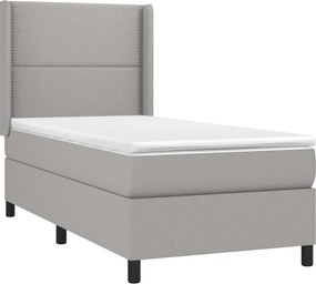 Box spring postel s matrací a LED světle šedá 100x200 cm textil 3138213