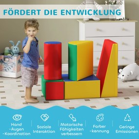 HOMCOM měkké stavebnice sada 5 pěnových stavebnic pro děti od 1 do 3 let, obří stavebnice, imitace kůže EPE, měkké a bezpečné | Aosom.de