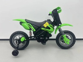 AIYAPLAY Dětská elektrická motorka 12V se 2 odnímatelnými pomocnými koly, 2 motory, zadní odpružení, hudba, 3 km/h, 3-6 let, zelená