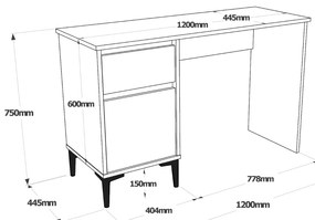 GRADY psací stůl, ořech/černá