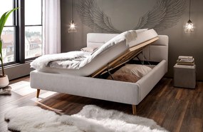 Světle šedá dvoulůžková postel Meise Möbel Lotte 160 x 200 cm s úložným prostorem