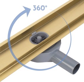 Rea Neox Pro, odtokový žlab 60 cm s rotačním sifonem, zlatá matná, REA-G2743