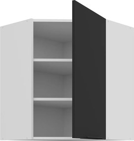 ARIA bc | horní kuchyňská skříňka 60x60 GN-72 1F (45°) rohová s policemi | 60x60 cm | bílá/černá