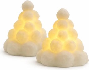 LED svíčky z pravého vosku na baterie, sněhové koule, ø 8 × 10 cm, bílá, sada 2 ks, CR2032