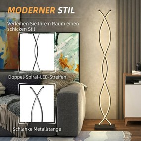 HOMCOM Stojací lampa stmívatelná moderní dvojitá spirála stojací svítidlo LED zdroj světla černá