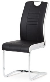 Jídelní židle chrom / koženka černá s bílými boky - DCL-406 BK