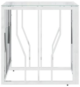 Konferenční stolek stříbrný 50x50x50 cm nerezová ocel a sklo - Default Title