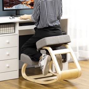 Ergonomická klečící židle Vinsetto z březového dřeva, židle pro správné sezení s paměťovou pěnou a polyesterovým polstrováním pro domov i kancelář, š…