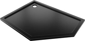 Mexen Flow, pětiúhelníková sprchová vanička slim levá 90 x 80 cm, černá matná - 46P708090L