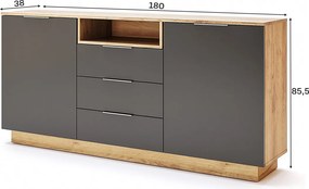 Komoda 2dv 3šu Lava / dub kraft Luna