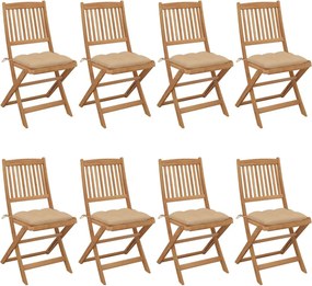 Skládací židle 8 ks s polštáři z masivního akáciového dřeva 3075039
