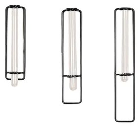 SADA 3x Nástěnná dekorace na květiny 20/25/30 cm černá