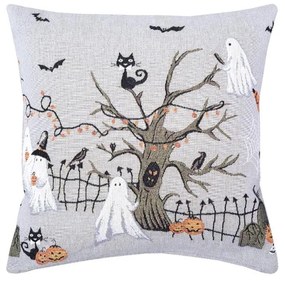 SCANquilt povlak MOTIV halloween-duch šedočerná 45 x 45 cm