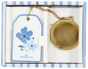 GREEN GATE Nerezové sítko na čaj Laerke White, modrá barva, zlatá barva, kov