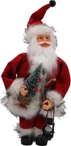 Vánoční dekorace Santa Claus se sáňkami a lyžemi 30 cm