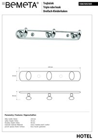 Bemeta Design Věšák, se 3 háčky - 106105181