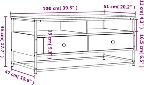 vidaXL Konferenční stolek 100 x 51 x 45 cm kompozitní dřevo [835284] Barva: kouřový dub