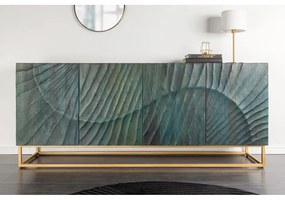 Massive home | Příborník SCORPION 180cm 3D mangovníkové dřevo tyrkysově zlaté