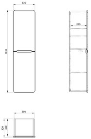 Sapho Kerala koupelnová skříňka vysoká 38 x 143 x 32 cm 2x dvířka levá/pravá bílá lesk KR350-3030