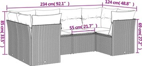 6dílná zahradní sedací souprava s poduškami šedá polyratan 3249949