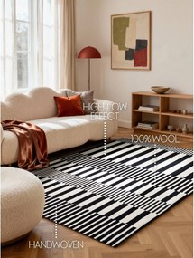 Černobílý ručně tkaný vlněný koberec 200x290 cm Stryve Pulse – Elle Decoration