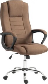 Vinsetto ergonomická, sklopná otočná židle z lněného látkového materiálu s opěrkou hlavy, hnědá