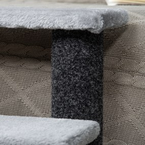 Schody pro kočky PawHut 64H cm pro staré kočky, 4 schůdky s hracím míčem a plošinou z juty a plyše v šedé barvě | Aosom.de