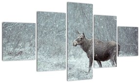 Obraz - Los v zasněženém lese (125x70 cm)