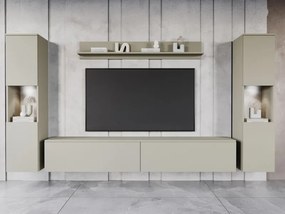 Obývací stěna Bamisio XL, Barva: kašmírová béžová, Osvětlení: osvětlení LED - bílé