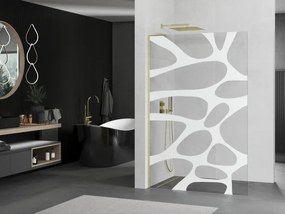 Mexen Kioto L, sprchová zástěna Walk-In 70 x 200 cm, 8mm čiré sklo bílý vzor, ​​zlatý matný profil, 800-070-103-55-97