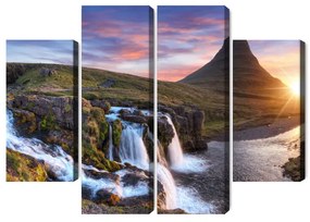 Vícedílný obraz Kirkjufell Hora S Vodopády Nedostatek Nedostatek Přírodní plátno 200x150