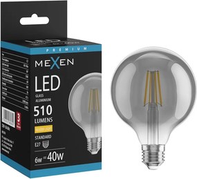 Mexen Vintis, LED žárovka E27, G95, 6W, Teplá - 2700K, 510 lm, kouřová - L157-E27-0627-70