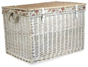 Willow Direct Proutěná truhla - bílé proutí - vsadka růže 75x50x50 cm