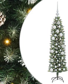 Umělý štíhlý vánoční strom Zelená a bílá 120 cm 3395272