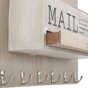 Přírodní box na poštu na zeď s nápisem Mail - 38*30*11 cm
