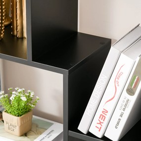 HOMCOM Knihovna v moderním zigzag designu 70L x 24W x 178H cm Dřevotříska Černá