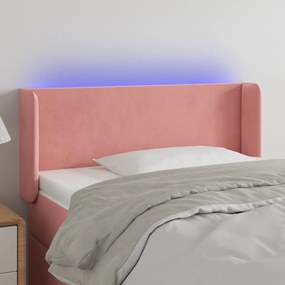 Čelo postele s LED růžové 93 x 16 x 78/88 cm samet