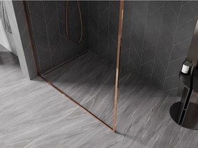 Mexen Kioto-F L sprchová stěna Walk-in s rámem 95 x 202 cm, transparentní 8 mm, růžové zlato - 800-095-174-60-00