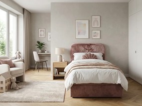 Čalouněná postel boxspring FORENA 90x200 cm starorůžová Matrace: Matrace Bonell pružinová