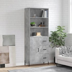 Fionshop 263888618 Skříň highboard betonově šedá 69,5x34x180 cm kompozitn