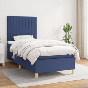 Box spring postel s matrací modrá 100 x 200 cm textil,  3142479