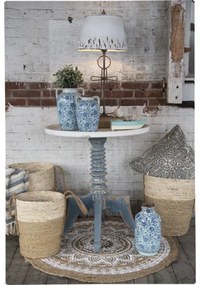 Krémová antik stolní lampa s kotvou a kovovým stínidlem – 35x79 cm