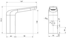 Sapho Sapho, Senzorová stojánková baterie, 6V DC (4xAA), bílá mat, PS203WM