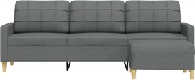 3místná pohovka s podnožkou tmavě šedá 210 cm textil 3278250