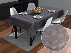 Biante Velký sametový obdélníkový ubrus Isabela IBL-003 Rose Gold trojúhelníky na šedém 200x260 cm