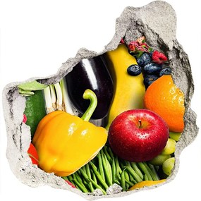 Wallmuralia Nálepka 3D díra Zelenina a ovoce 75x75 cm