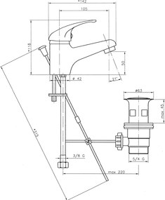 Novaservis Titania Iris Umyvadlová baterie s výpustí, chrom, 92001,0