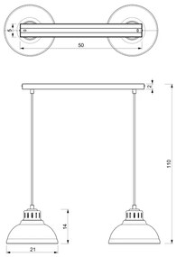 Lustr na lanku SVEN 2xE27/15W/230V mosaz