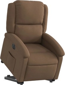 Elektrické zvedací polohovací křeslo hnědé textil 3204192